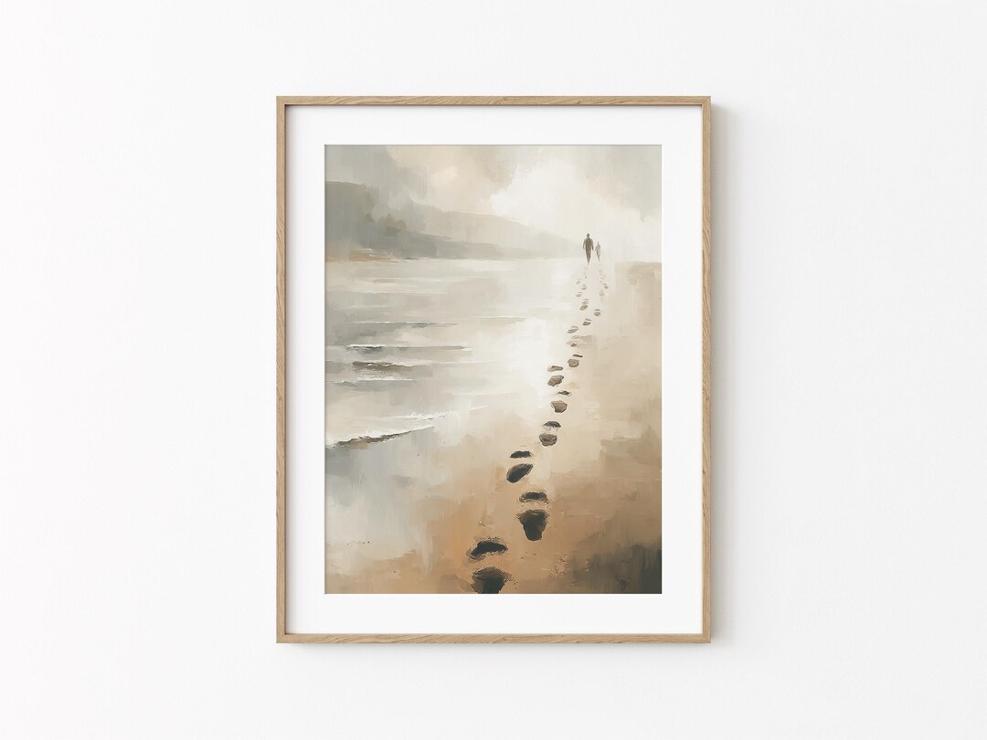 Footprints in Sand Christian Wall Art, Jesus Carries You Scripture ...