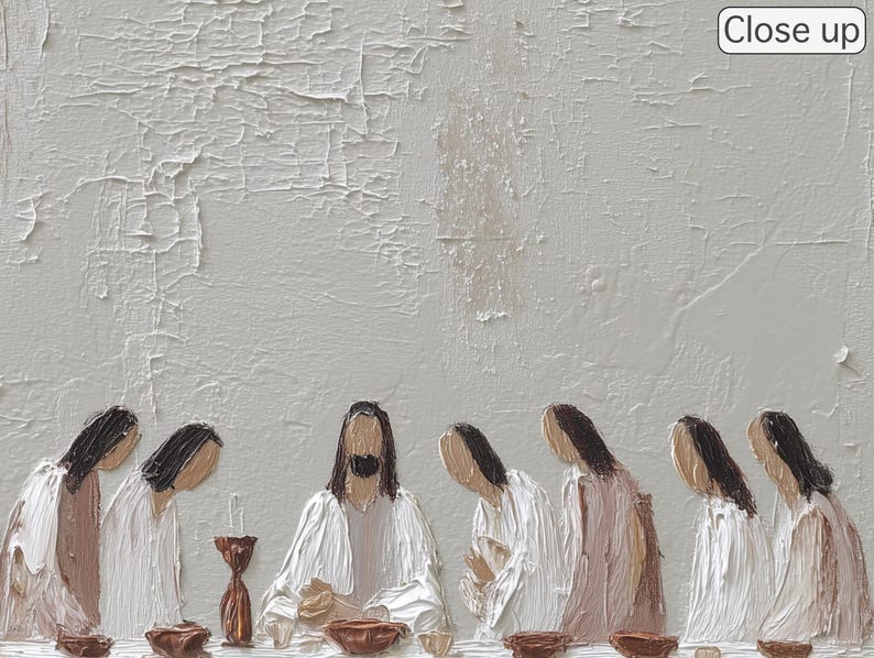 The Last Supper Abstract Texture Art, Jesus and Apostles Painting ...