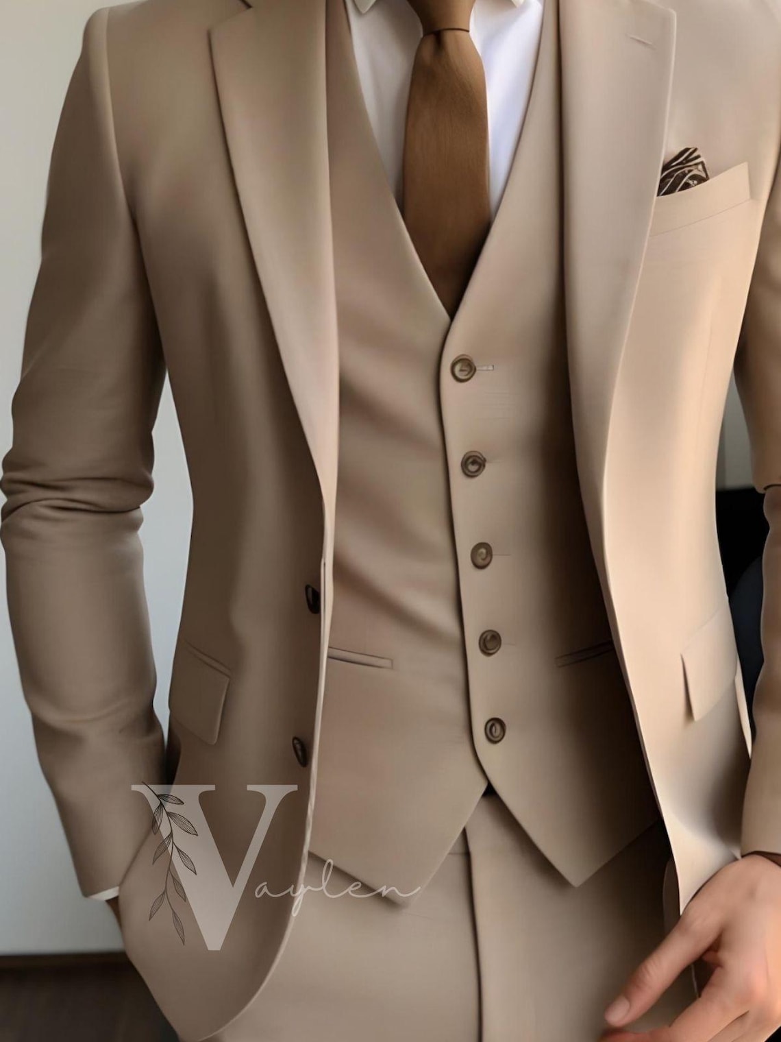 Men’s Beige Formal Suit | Luxury Wedding & Groom Suit | Custom Tailored ...