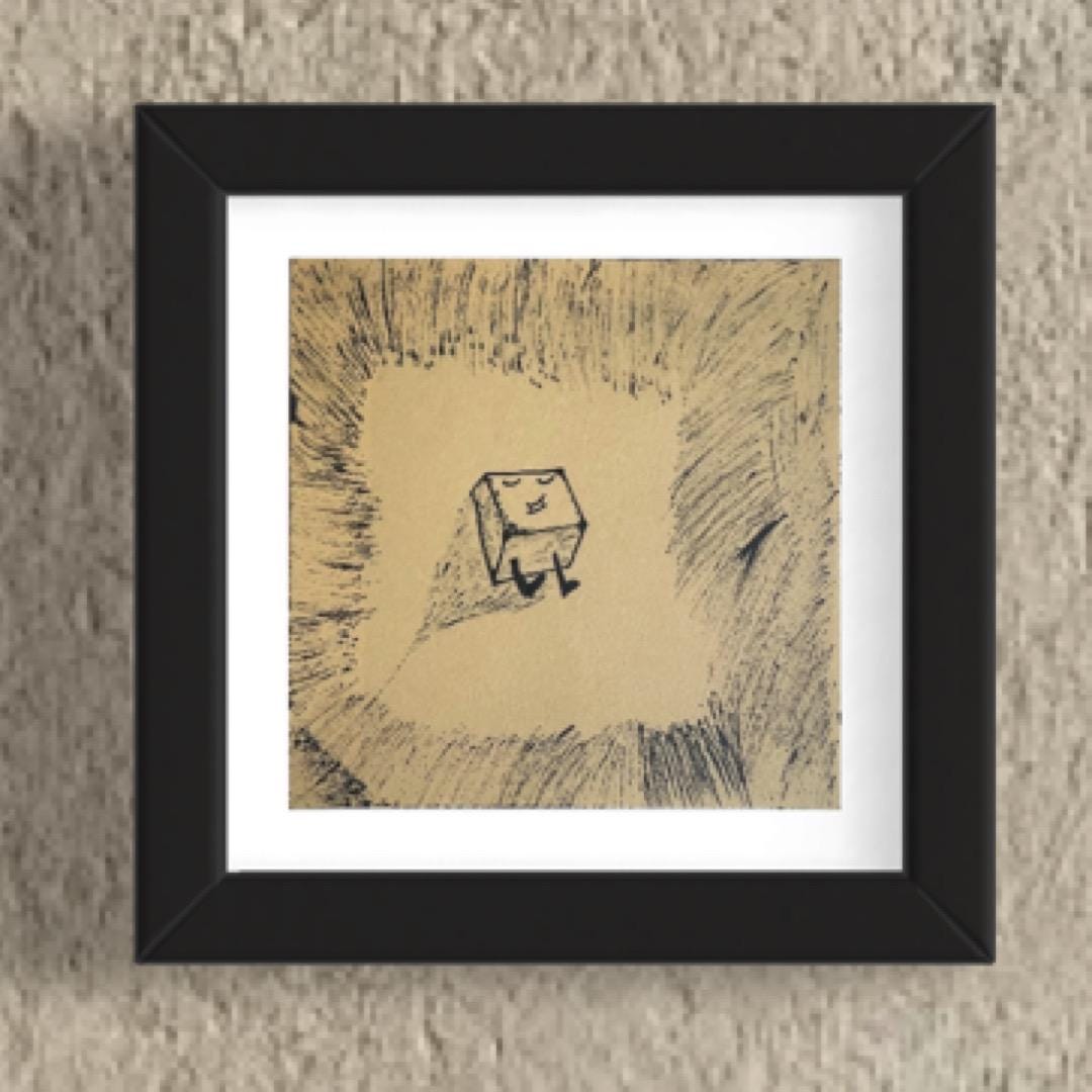 Jumping Cube Drawing: Original Art on Sticky Note - Etsy