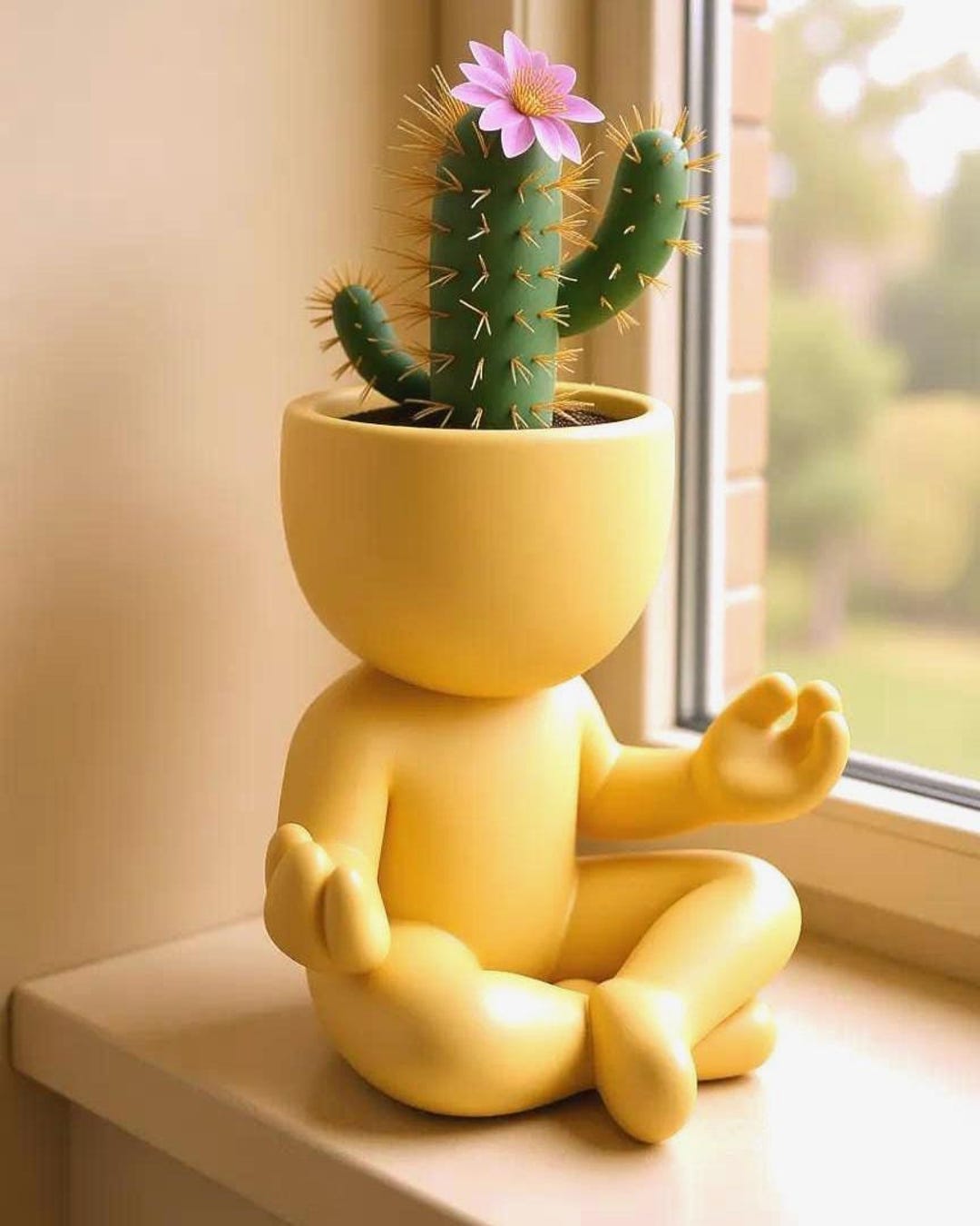 Meditating Yoga Man Planter – 3D Printable STL File, Cross-legged ...