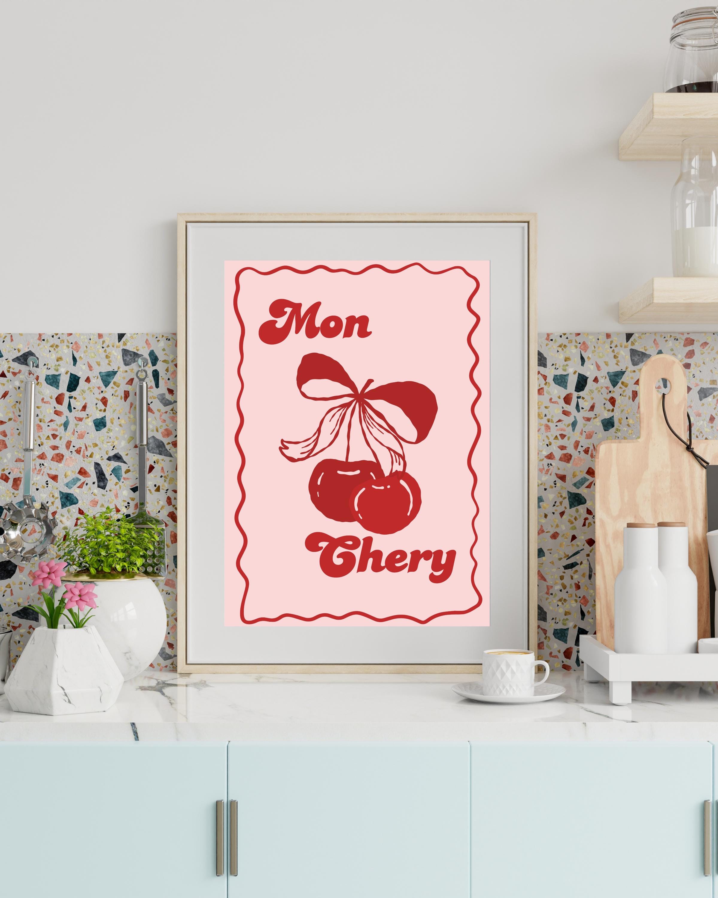 Coquette Cherry Kitchen Art Print: Trendy Fruit Wall Decor (digital ...