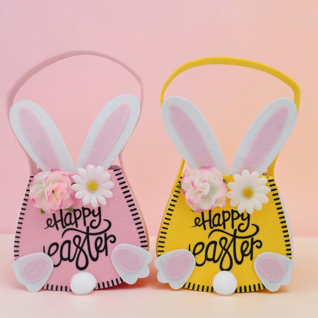 Easter Bunny Tote Bag, Kids Treat Holder, Spring Egg Hunt Bucket - Etsy