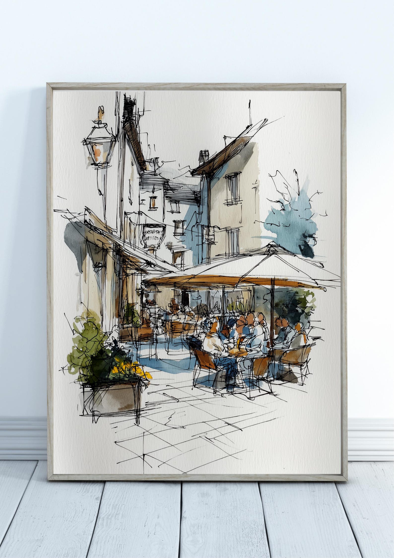 Cafe Watercolor, Cityscape Watercolor Art Print, Kitchen Prints, Wall ...