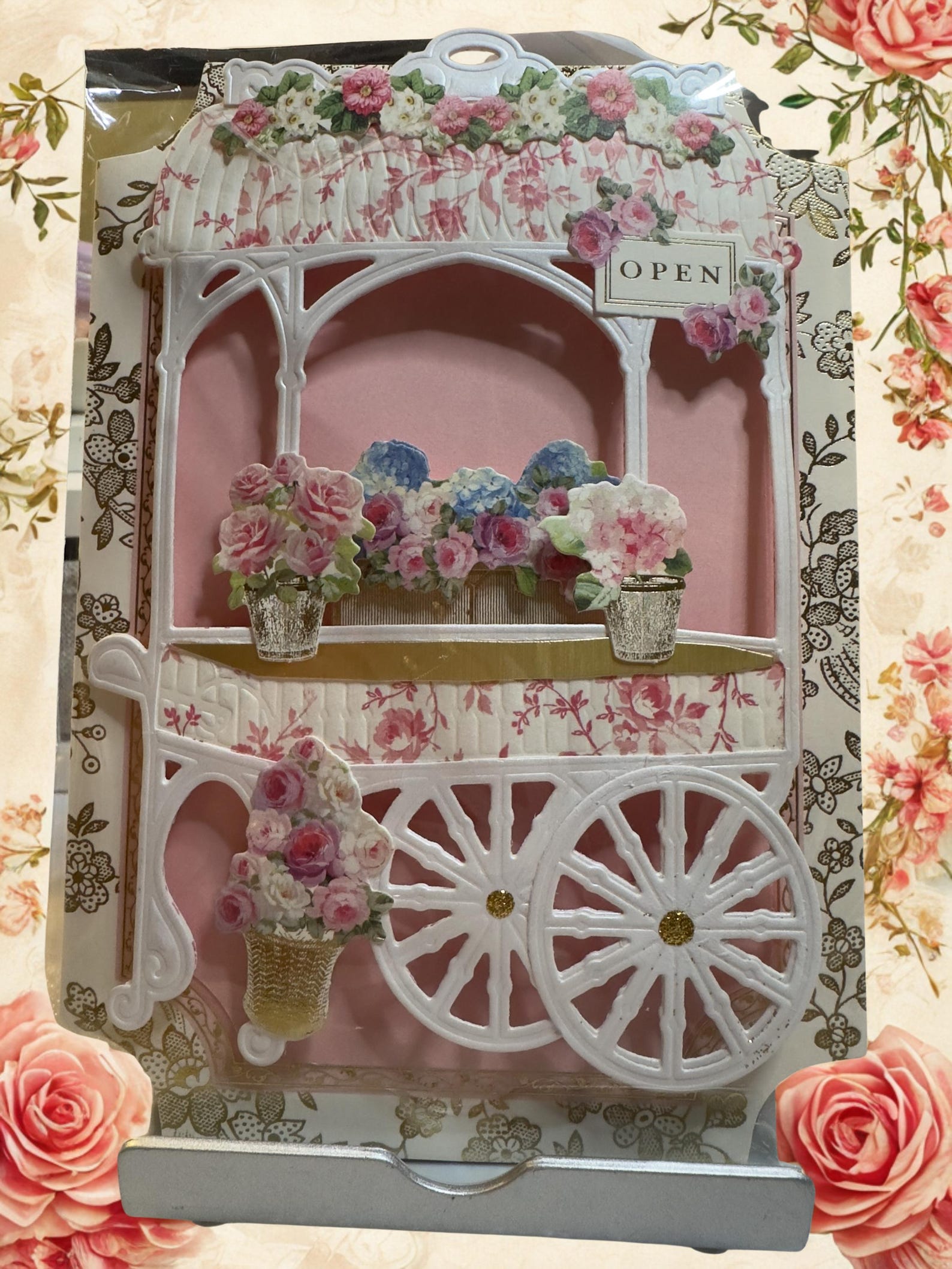 Sweet 3D Flower Cart Card With Elegant Details - Etsy