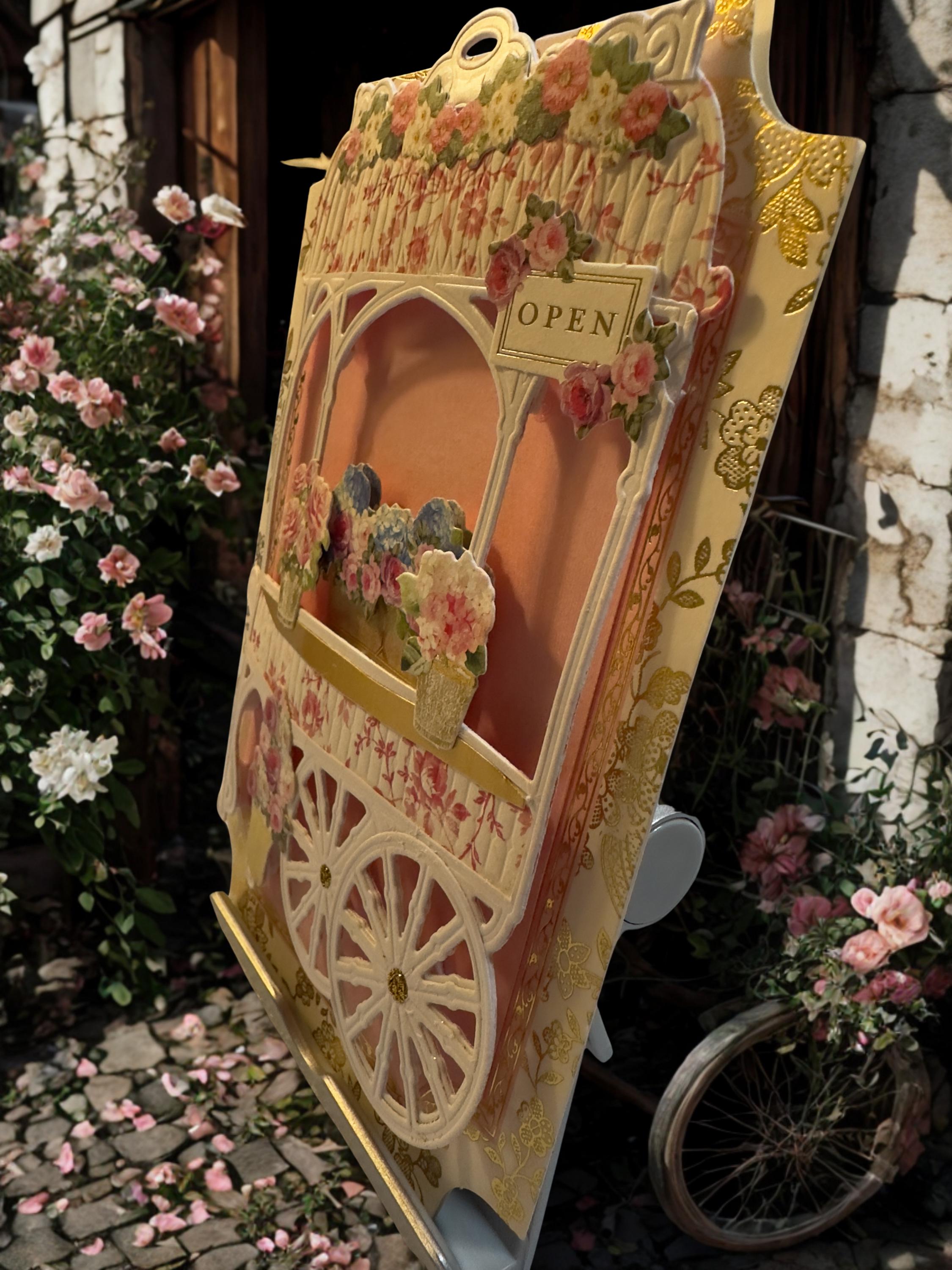 Sweet 3D Flower Cart Card With Elegant Details - Etsy