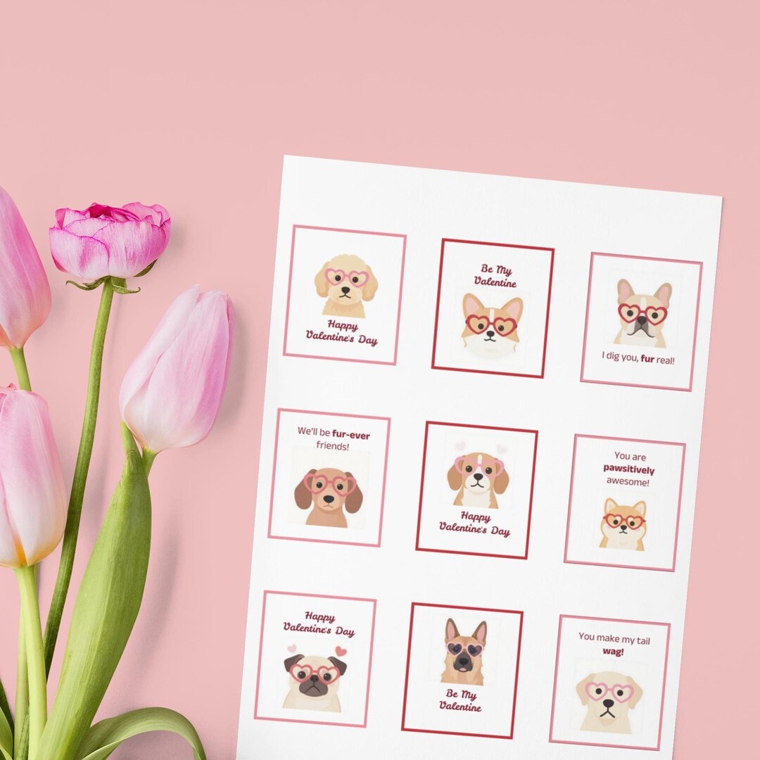 Kids Dog Valentines Day Cards Printable | Puppy Valentine Cards ...