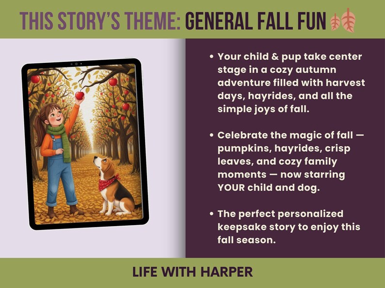 Personalized Fall Kids Storybook: Custom Child & Pup Adventure ...