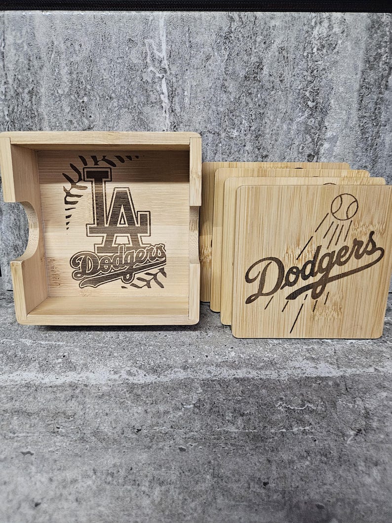 LA Dodgers Coaster Set With Holder - Etsy