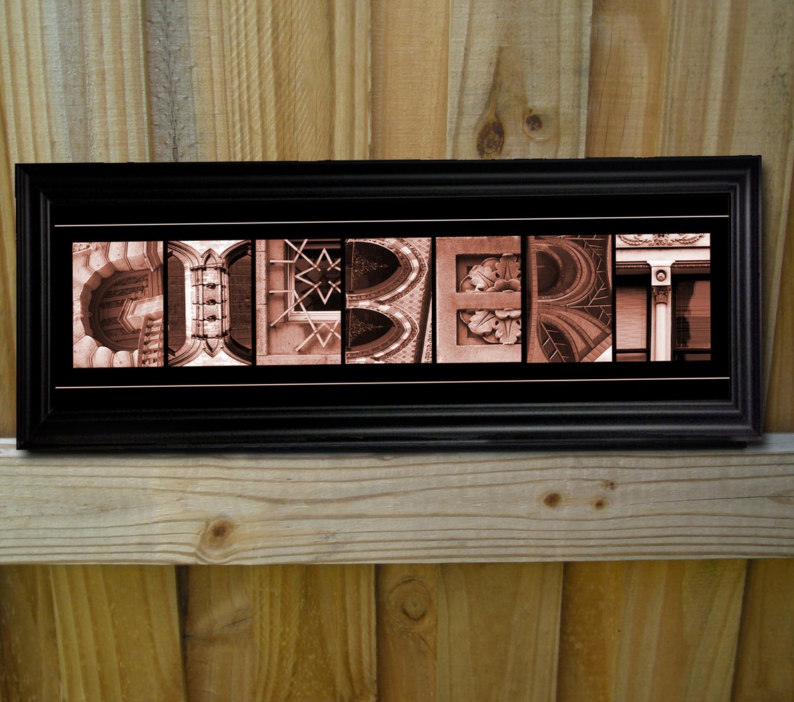 Your Name or Words in Architecture FRAMED Personalized Art Print, Photo ...