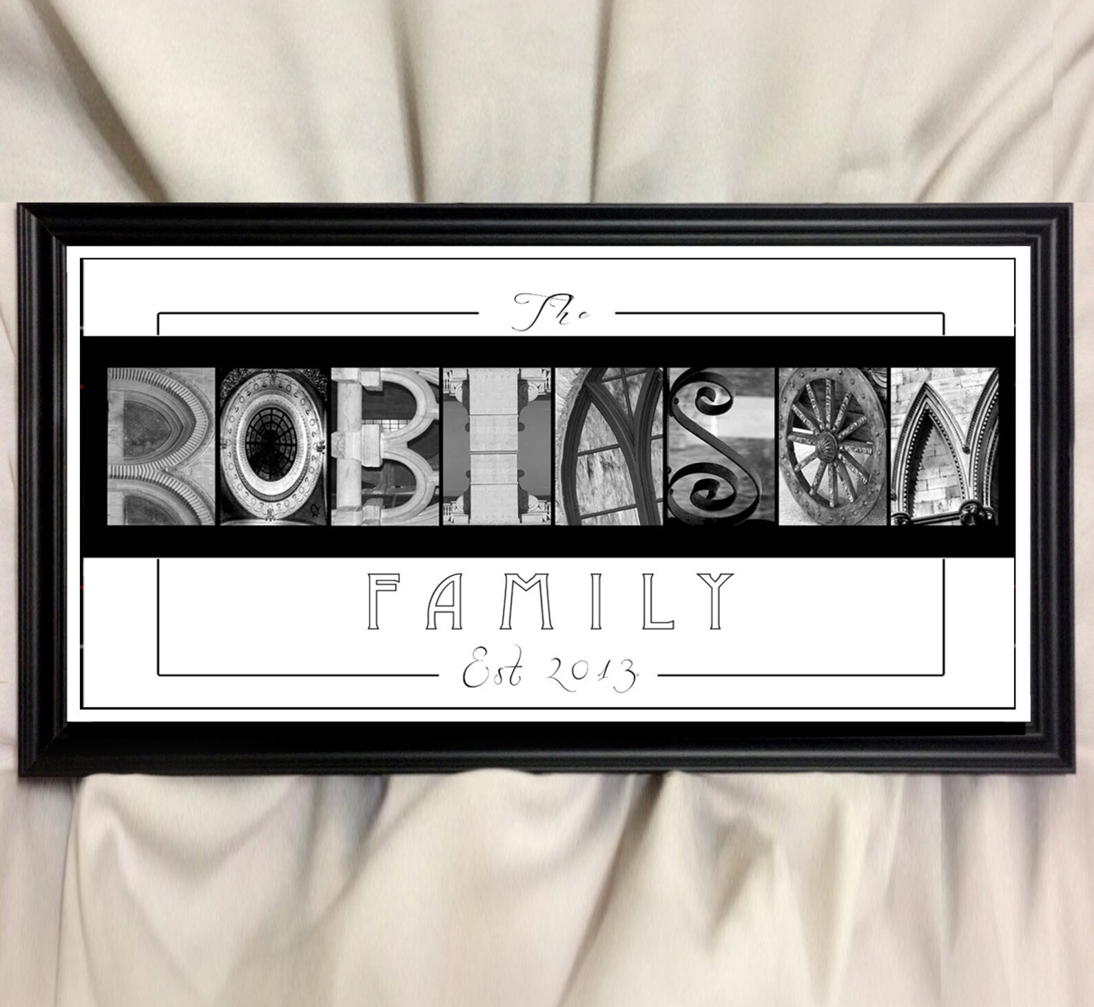 Your Name or Words in Architecture FRAMED 10" X 20" Personalized Art ...