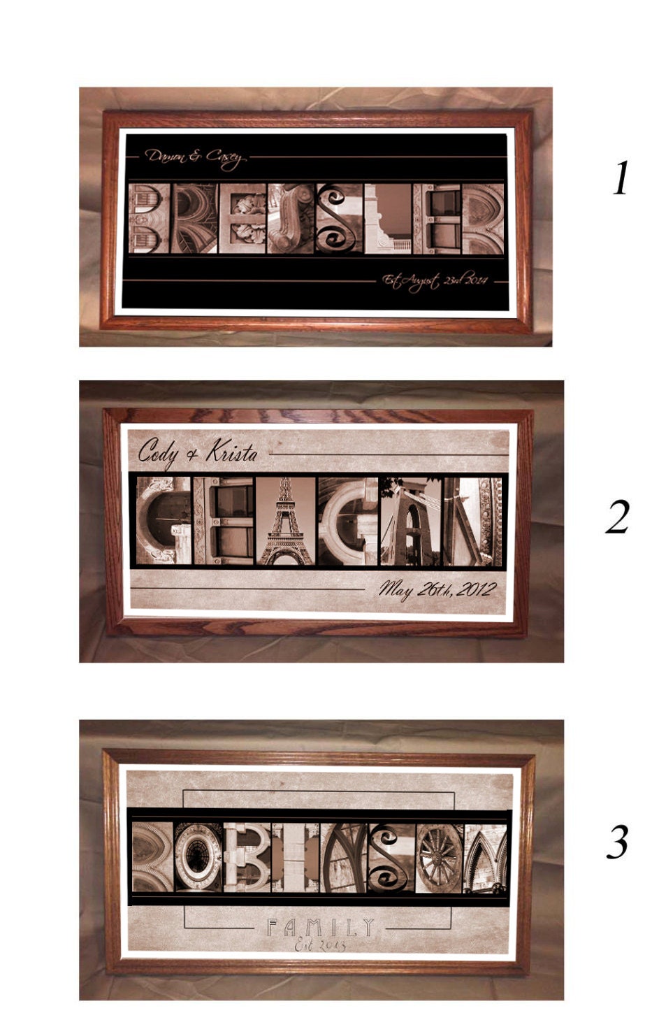 Your Name or Words in Architecture FRAMED 10" X 20" Personalized Art ...