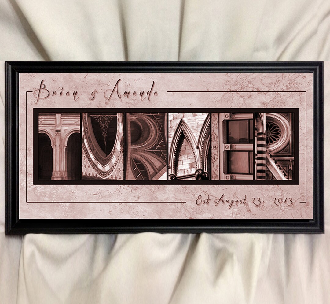 Personalized Architecture Photo Letter Art, Framed Name Print, 10x20 - Etsy
