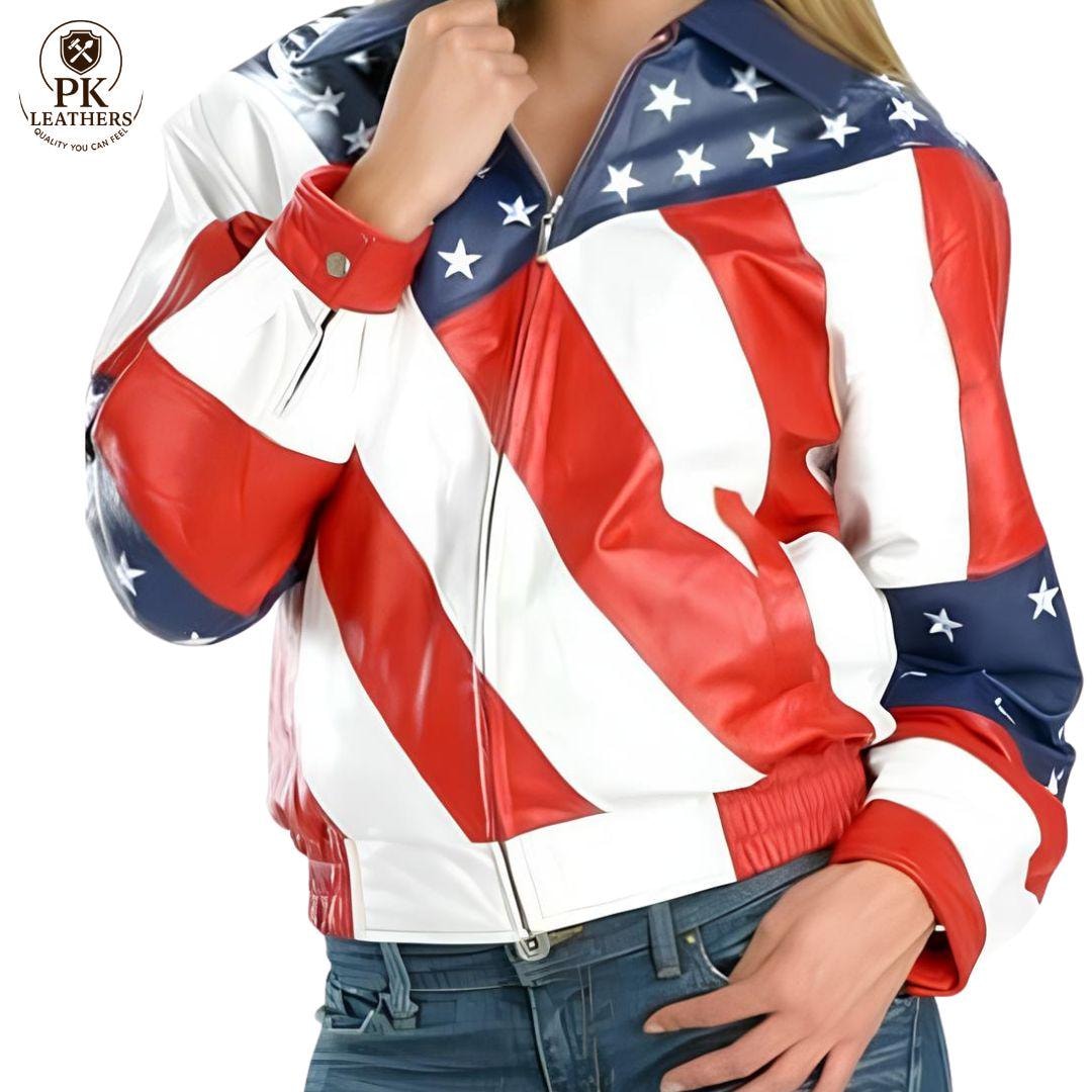 Leather USA Flag Jacket for Women - Etsy Australia