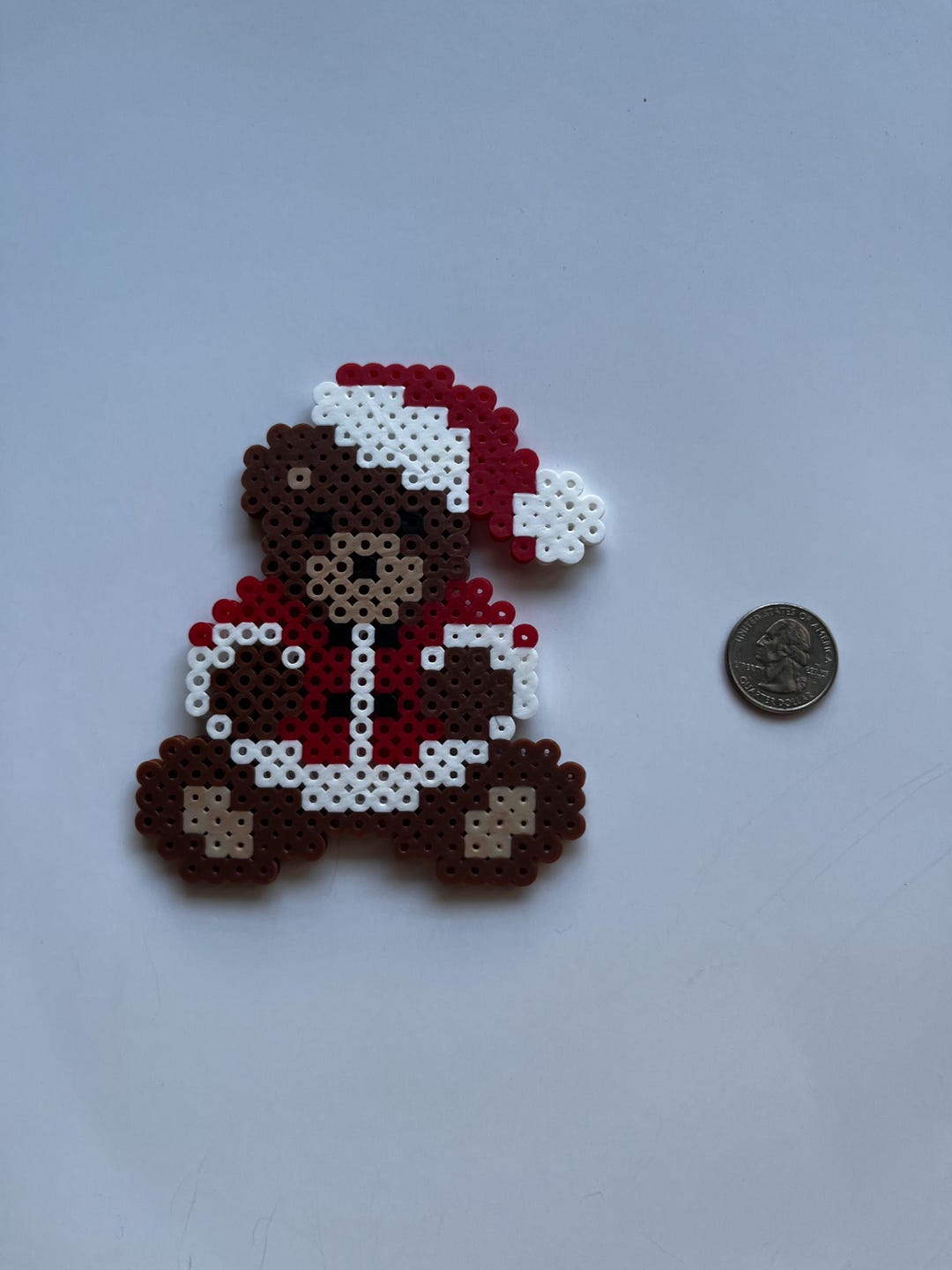 Handmade Santa Teddy Bear Perler Bead Christmas Ornament - Etsy