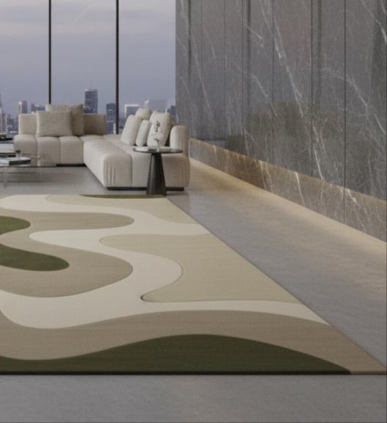 Handmade Tufted Wool Rug: Modern Wave Design, Custom Size - Etsy