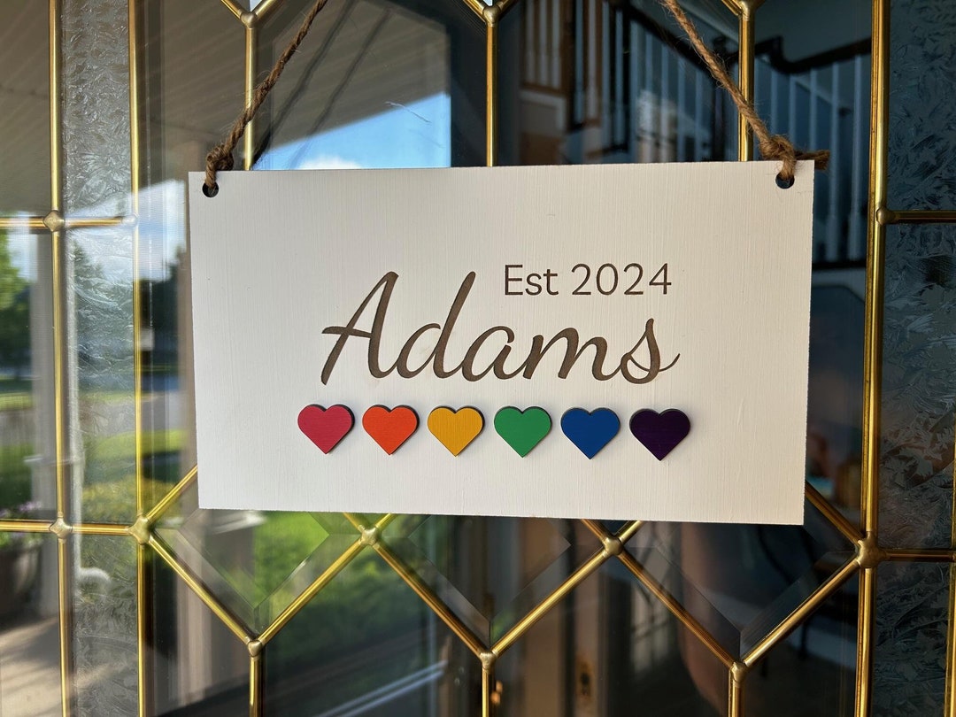 Pride Welcome Sign Front Door Sign Rainbow Sign Family Name Sign ...