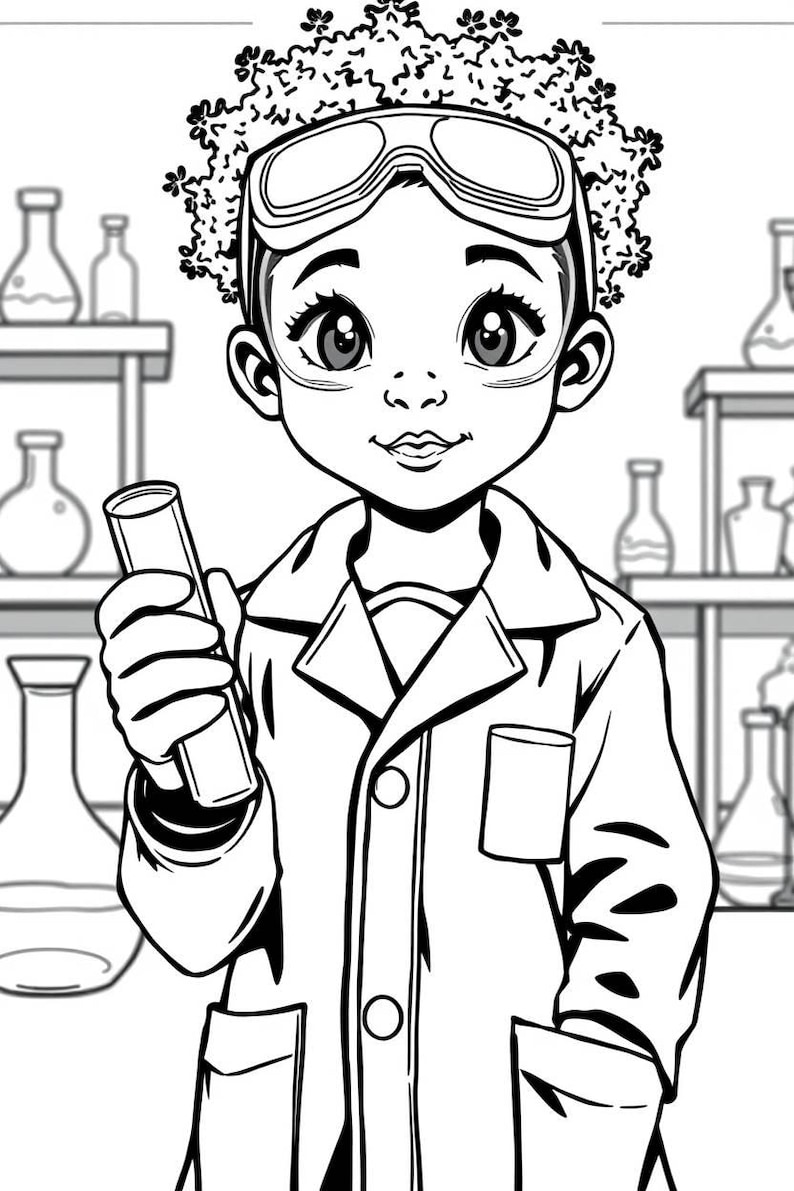 STEM Kids Coloring Page – African American Child Scientist – Printable ...