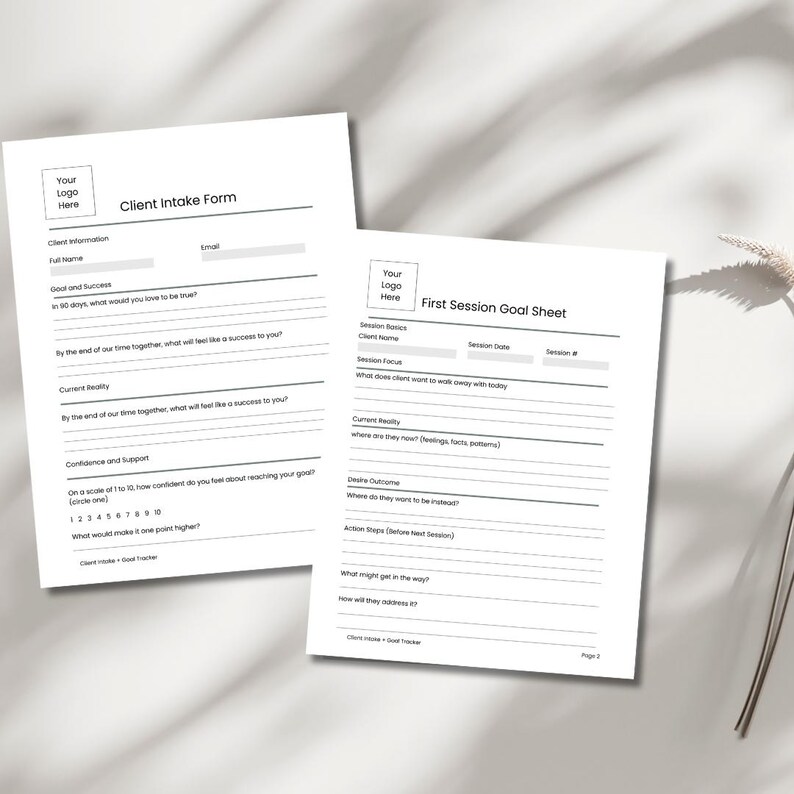 Client Intake Form + First Session Goals Sheet (canva Editable) - Etsy