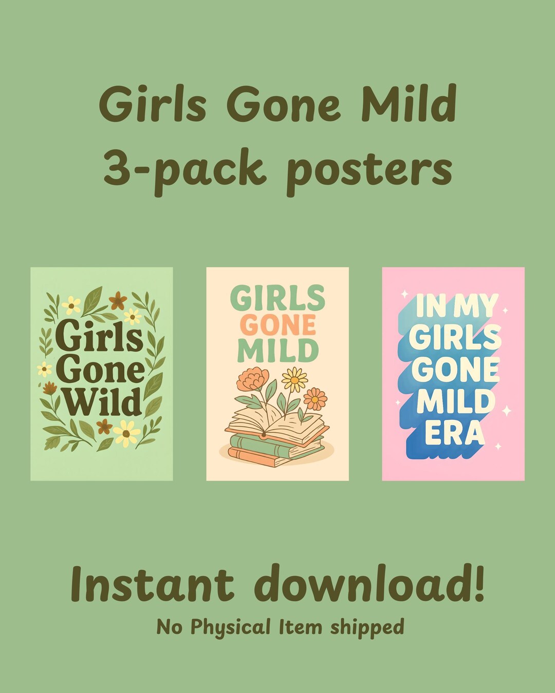 Girls Gone Mild Poster Set: Cottagecore Retro Wall Art (digital ...