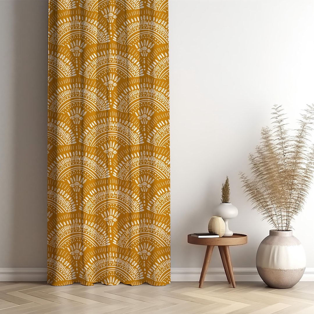 Mustard Boho Curtains – Custom Drapes for Living Room, Bedroom, Dining ...