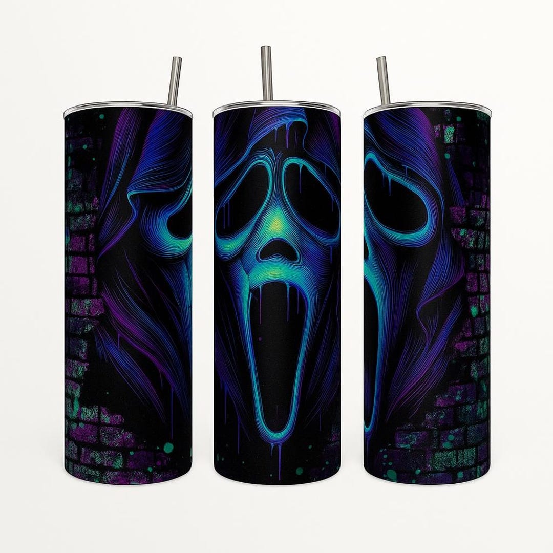 Neon Ghost Face Tumbler - Etsy