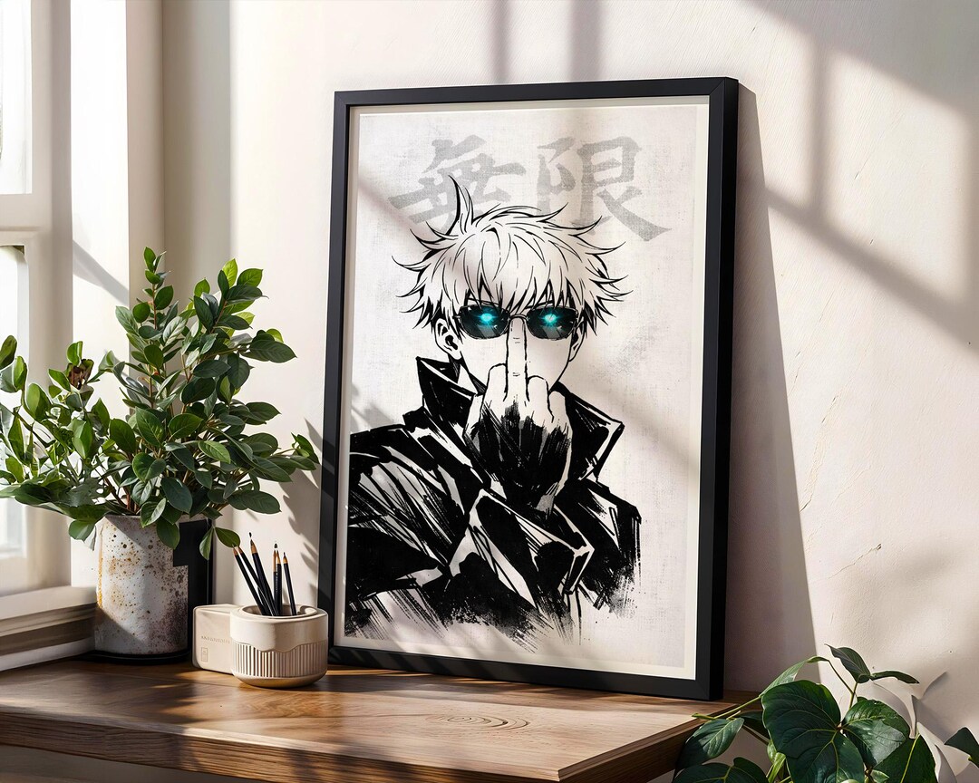 2 Different Giojo Satoru Anime Poster Print: Jujutsu Kaisen Manga Art ...