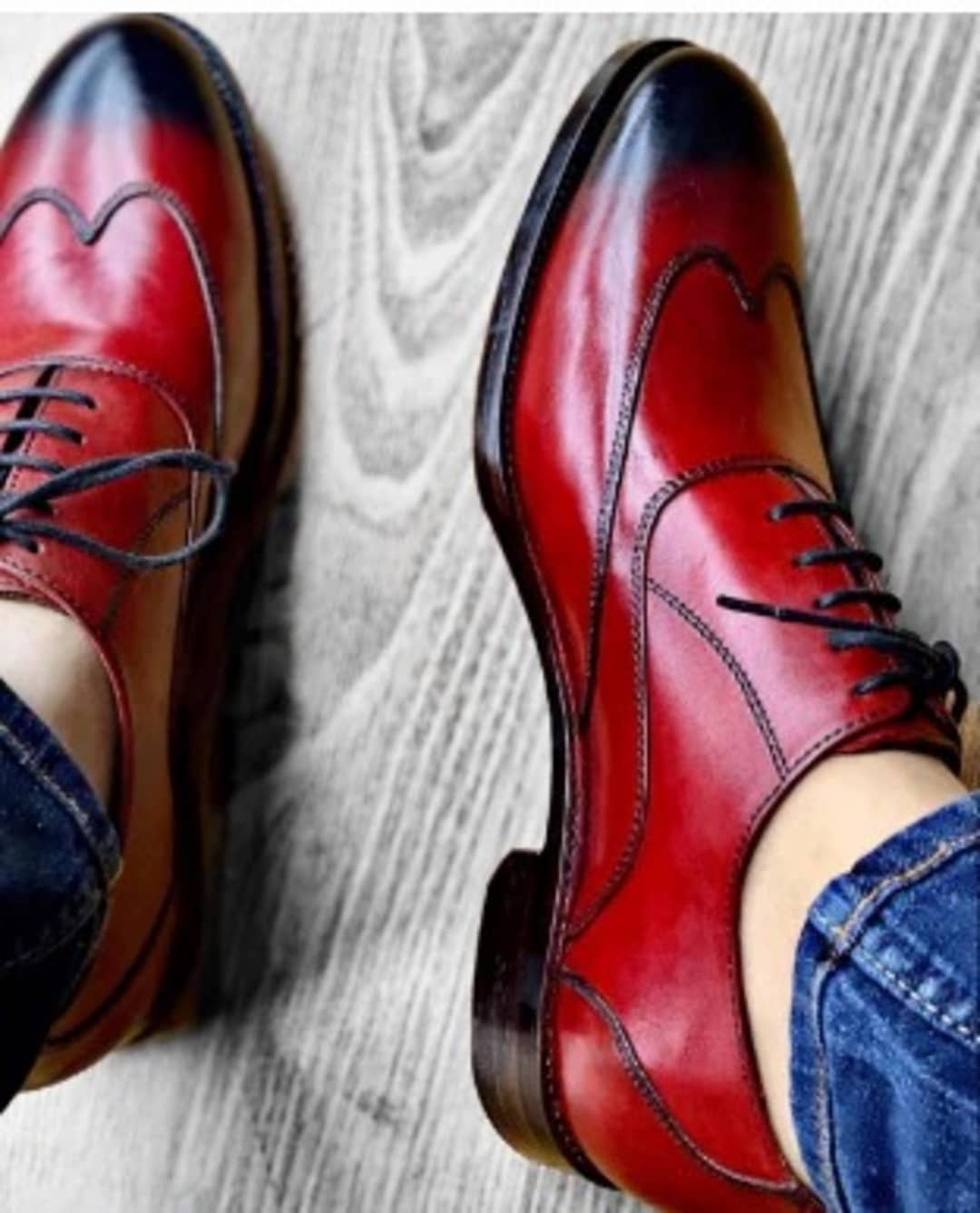 Handmade Red Leather Oxford Shoes – Lace-up Formal Dress Shoes With ...