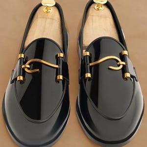 Handmade Black Patent Leather Loafers for Men – Luxury Slip-on Shoes ...
