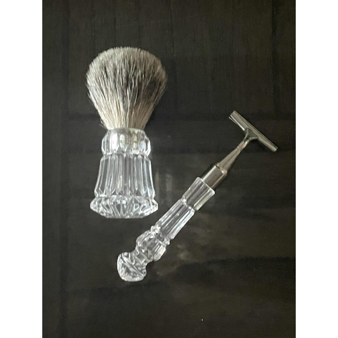 Vintage Waterford Crystal Mens Shaving Razor and Brush Excellent ...