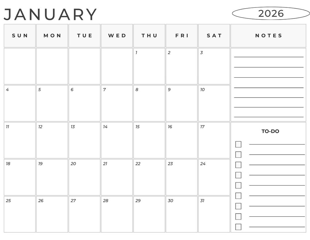2026 Calendar Printable PDF | Minimalist Monthly Planner | 11