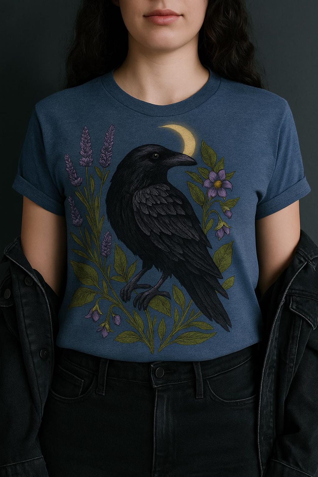Vintage Raven Shirt | Gothic Crow T-shirt, Witchy Botanical Bird Tee ...