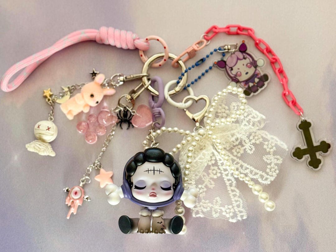 Pastel Goth Phantom Keychain | Spooky Cute Bag Charm - Etsy