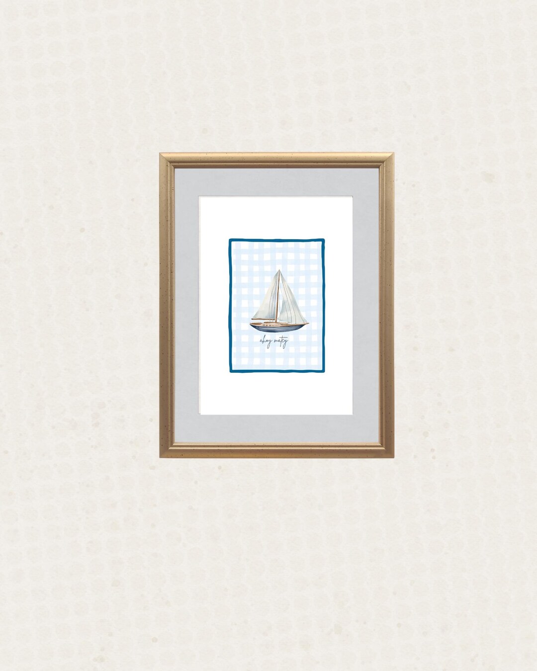 Nautical Ahoy Matey Sailboat Blue Watercolor Art - Etsy