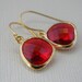 Ruby earrings Ruby Red Dangle Earrings in Gold Bridesmaid | Etsy