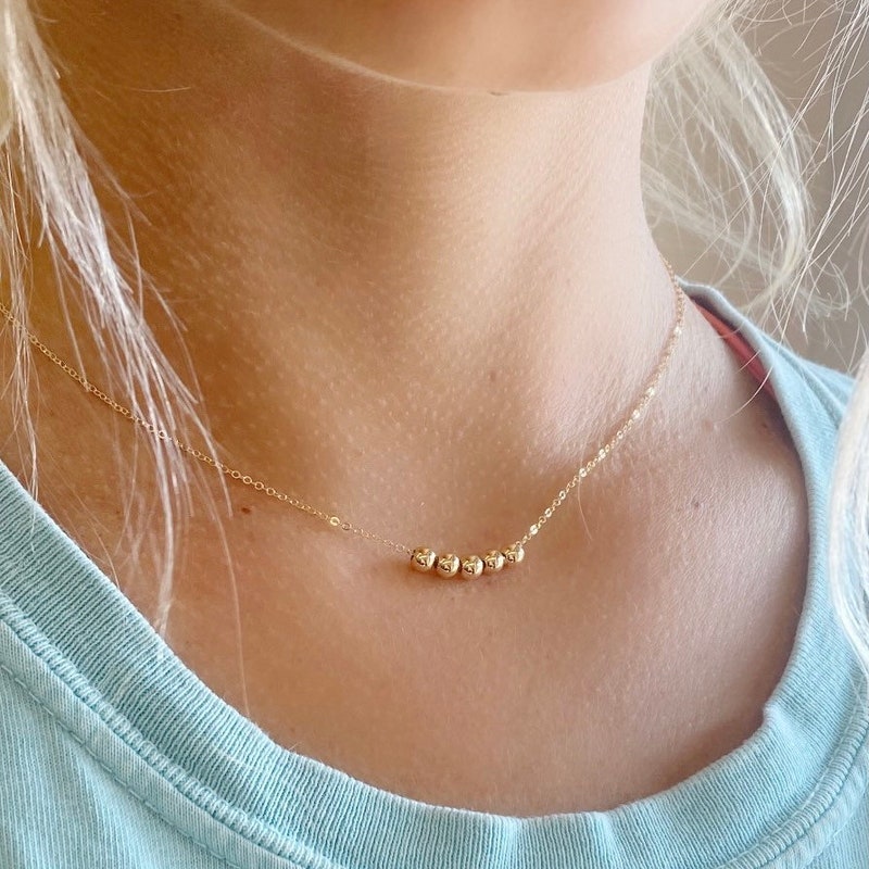 Gold Bead Necklace - Etsy