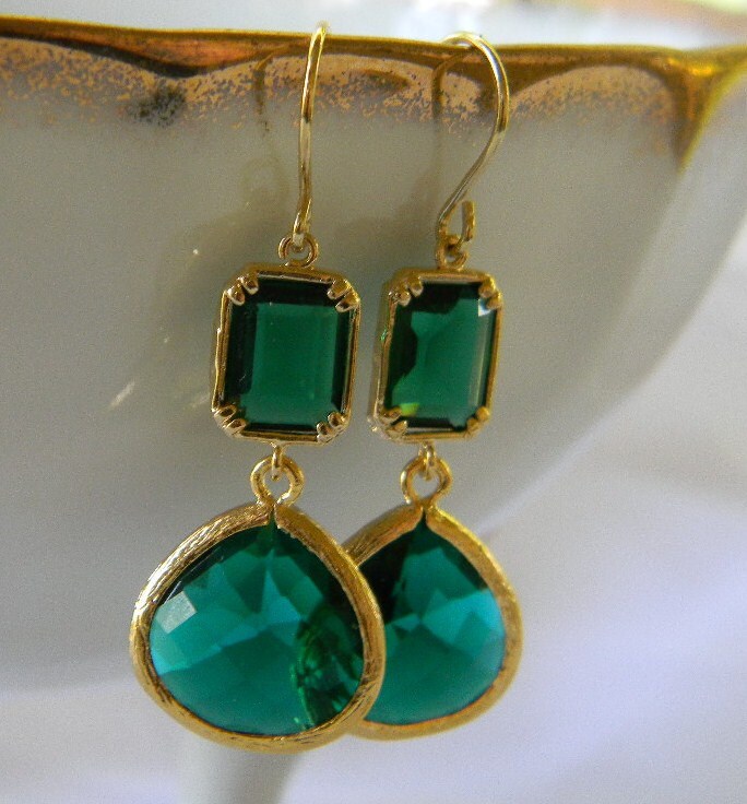 Emerald Green Dangle Earrings in - Etsy