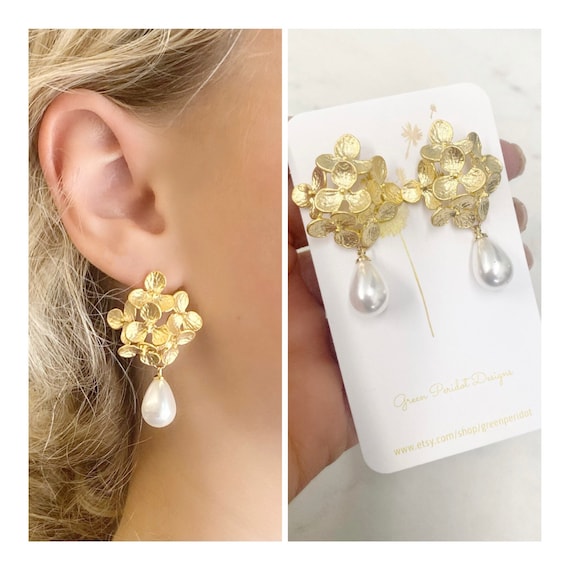 Pearl Bridal Earrings Pearl Wedding Earrings Bridesmaid - Etsy