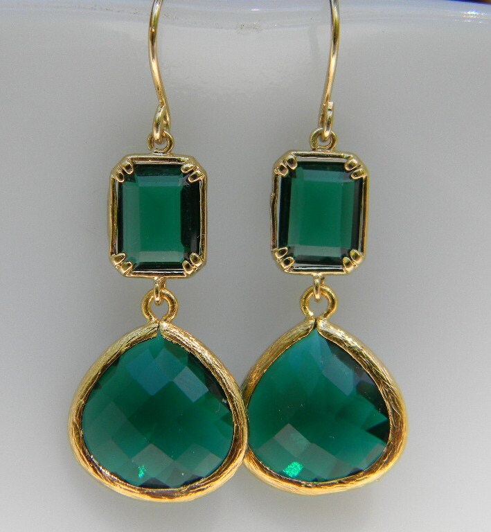 Emerald Green Dangle Earrings in - Etsy