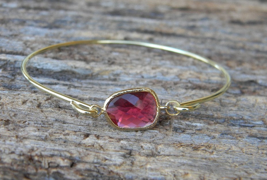 Gold Bangle Bracelet / Ruby Bracelet / Bridesmaid Gift / - Etsy