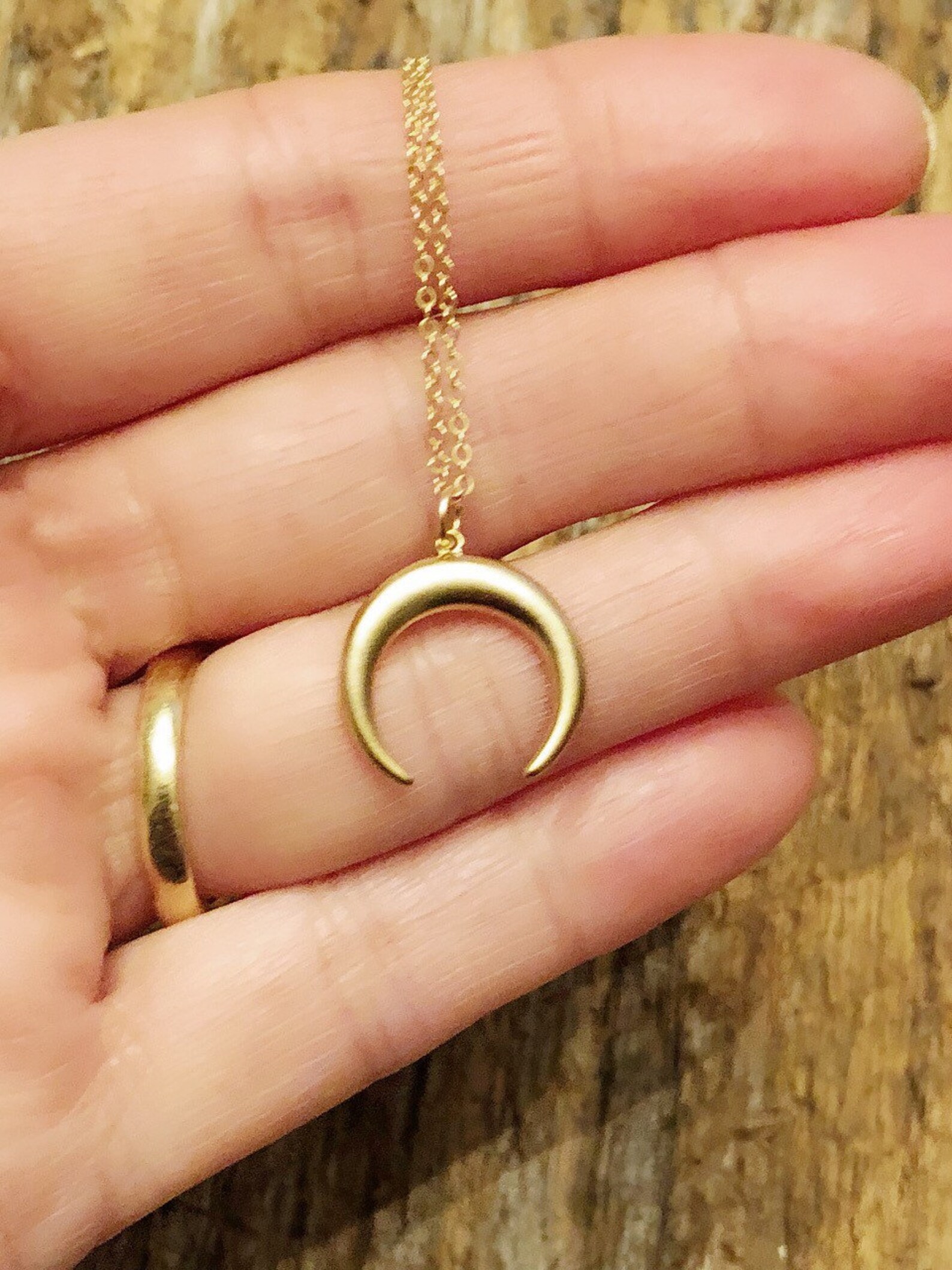 Gold Horn Necklace. Gold Crescent Necklace. Gold Double Horn - Etsy