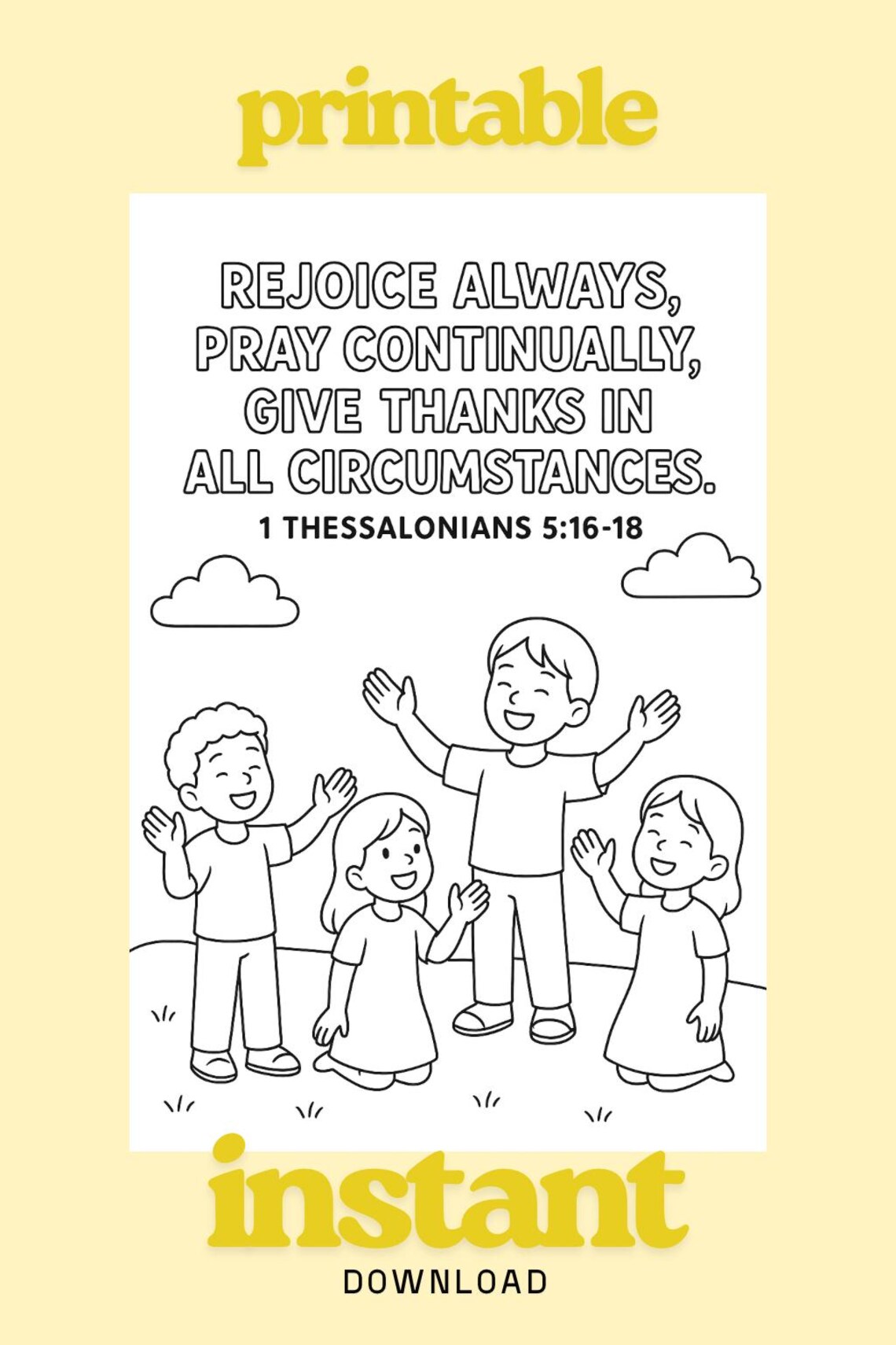 1 Thessalonians 5:16-18 Coloring Page - Etsy Canada