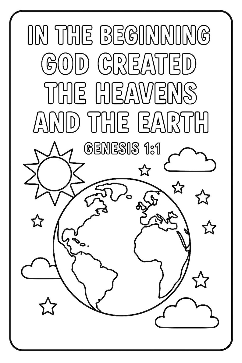 Genesis 1:1 Coloring Page - Etsy