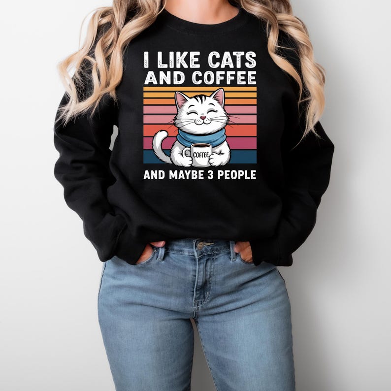I Like Cats and Coffee DTF Transfer: Retro Coffee Lover Ready to Press ...