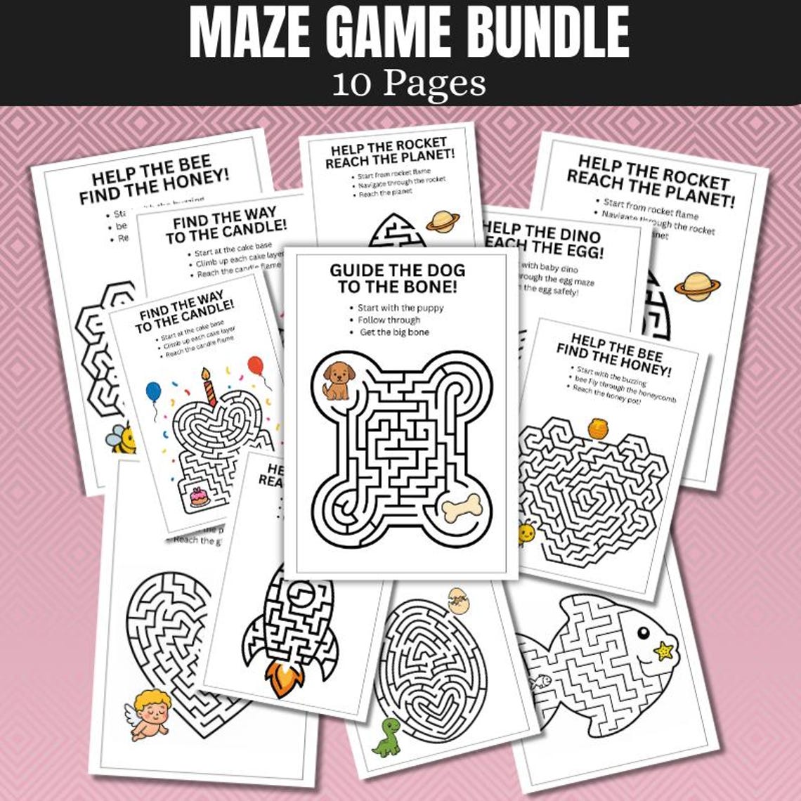 10 Printable Maze Worksheets for Kids, Cute Animal Themed Mazes ...