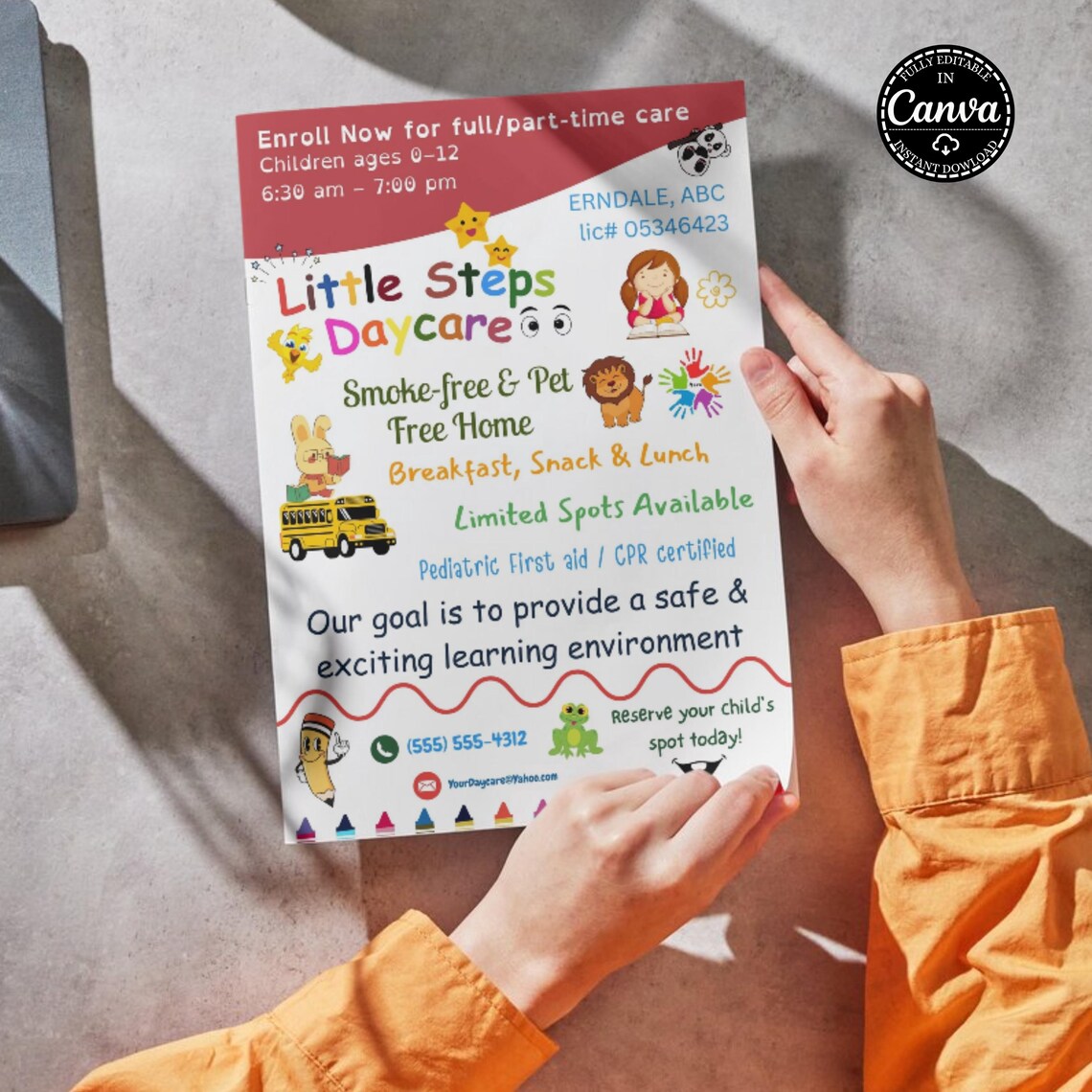 Daycare Flyer Template | Editable Childcare & Preschool Marketing ...