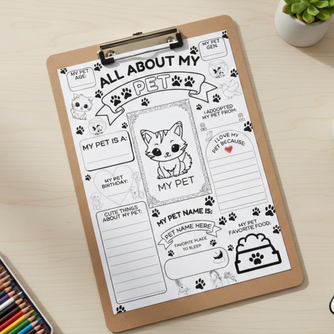 Editable All About My Pet Worksheet Canva, Kids Pet Activity Page ...