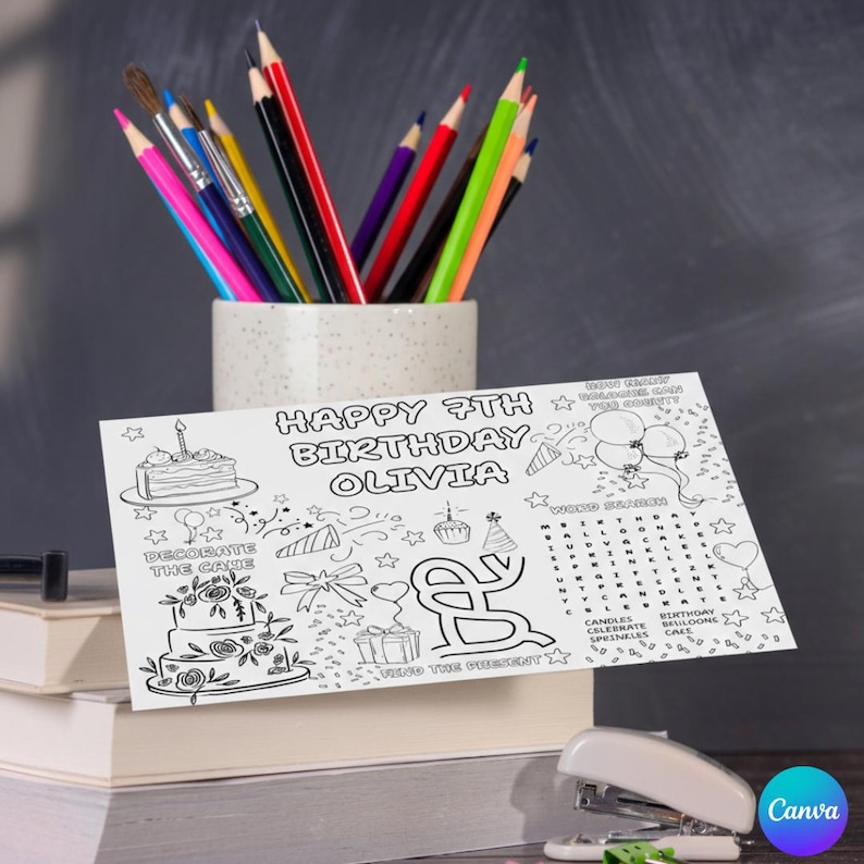 Editable Birthday Activity Placemat Canva Template, Printable Kids ...