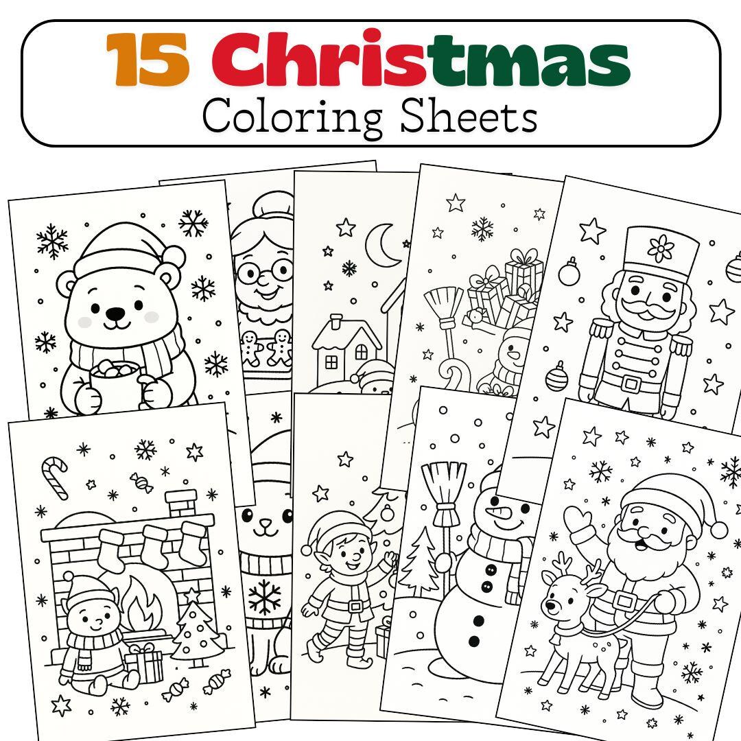 Christmas Coloring Pages, Winter Holiday Coloring Sheets, Festive ...