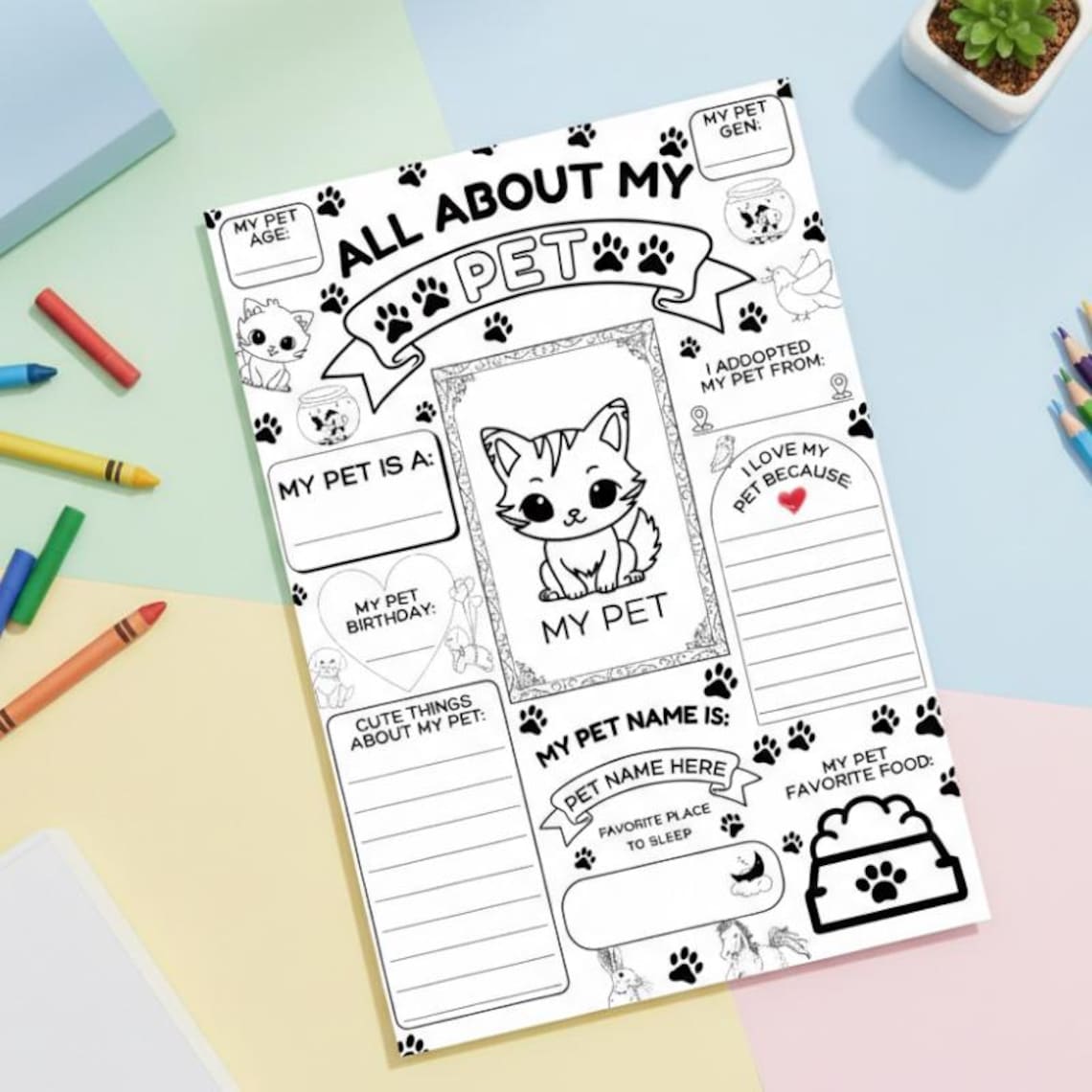 Editable All About My Pet Worksheet Canva, Kids Pet Activity Page ...